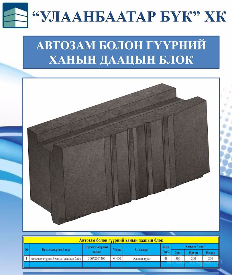 Автозам болон гүүрний ханын даацын блок